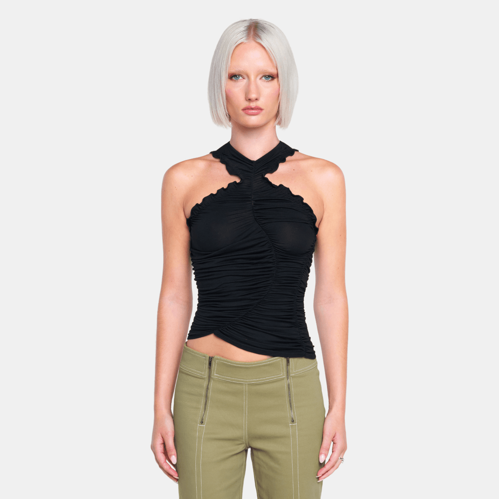 ROBIN Top | Black Ruched Halter Top | OW Collection
